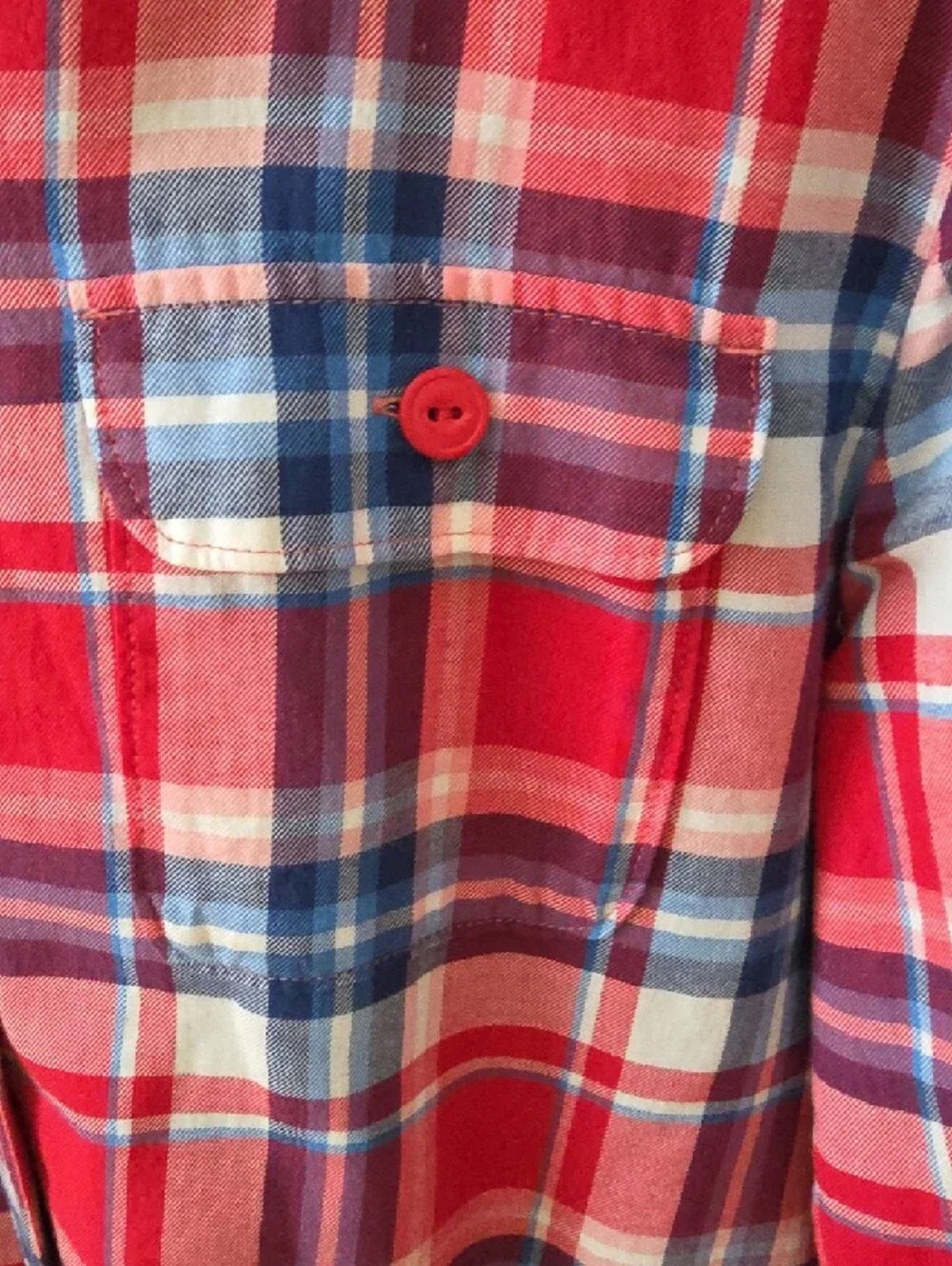 L.L. Bean | Jackets & Coats | Llbean Red Blue White Plaid Hooded Fleece ...